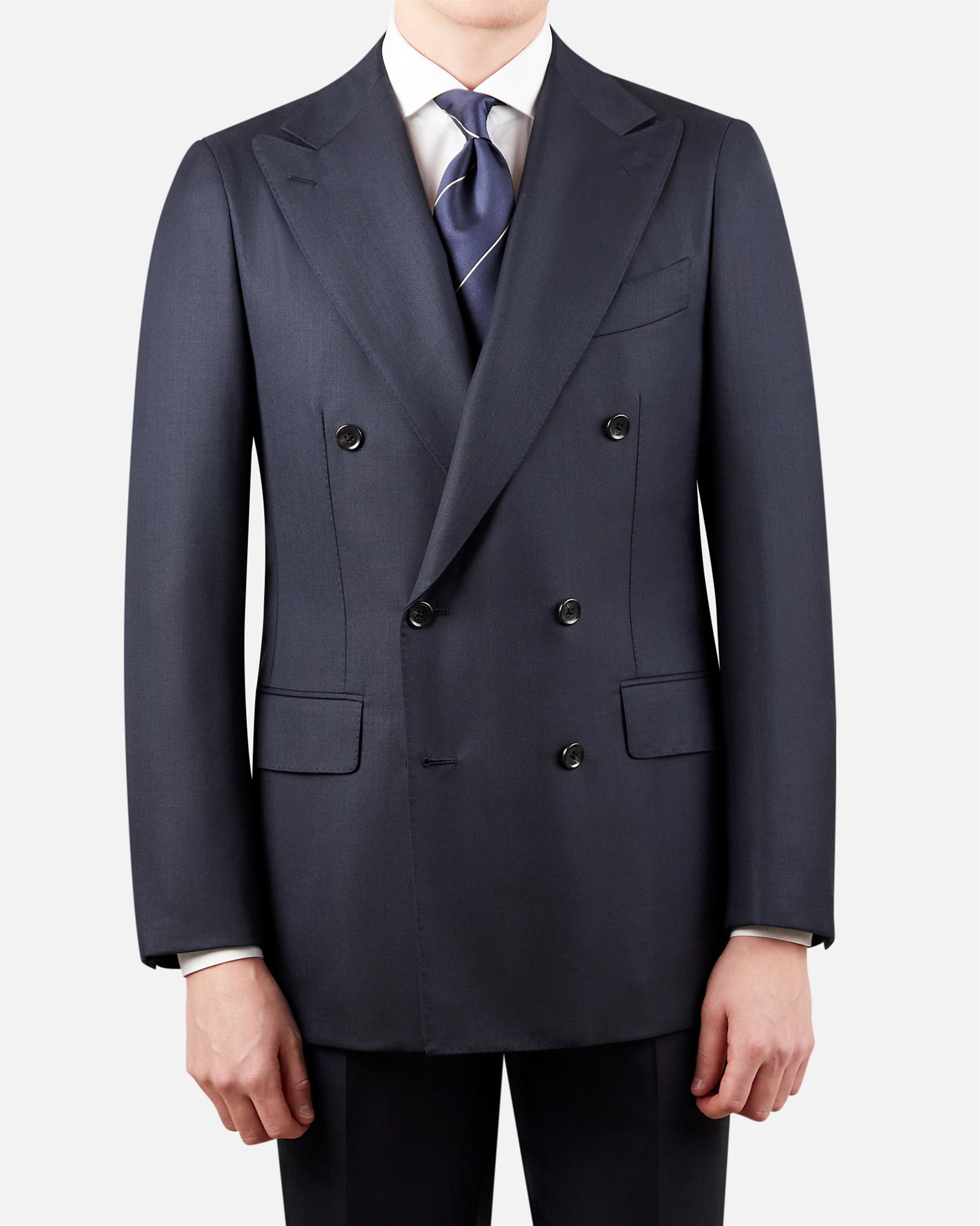 Mod 2 Double Breasted Heavy Worsted Wool Jacket Navy - Suits - Cavour