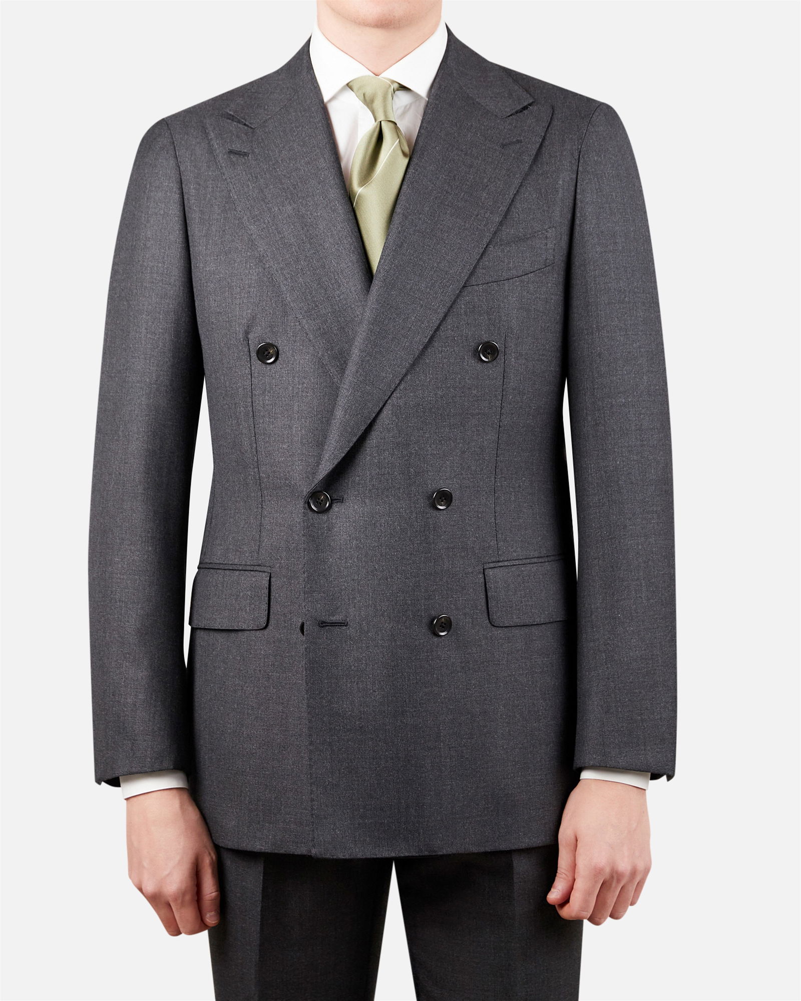 Mod 2 Double Breasted Heavy Worsted Wool Jacket Grey - Suits - Cavour