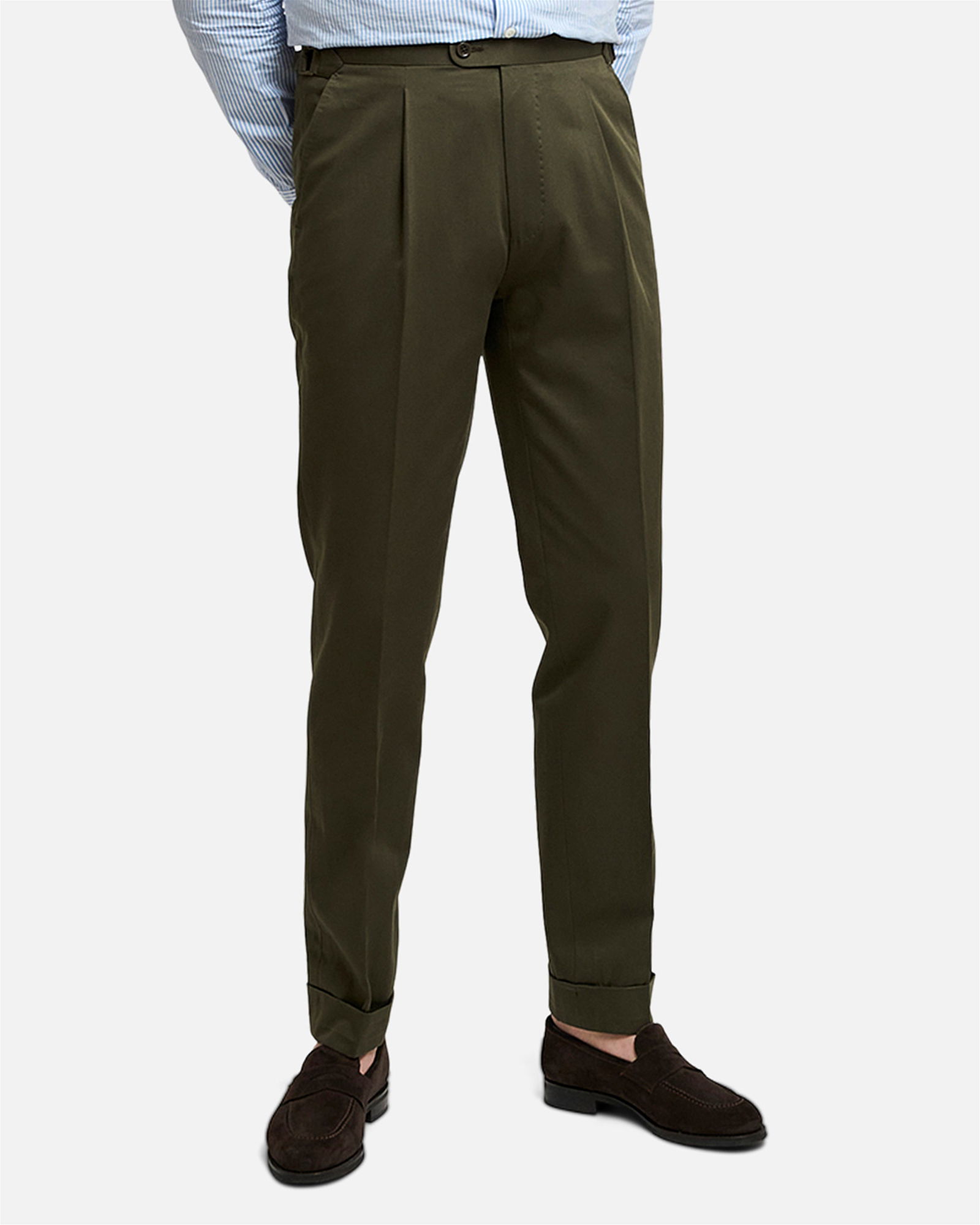 Mod 2 Light Summer Cotton Trouser Olive - Trousers - Cavour