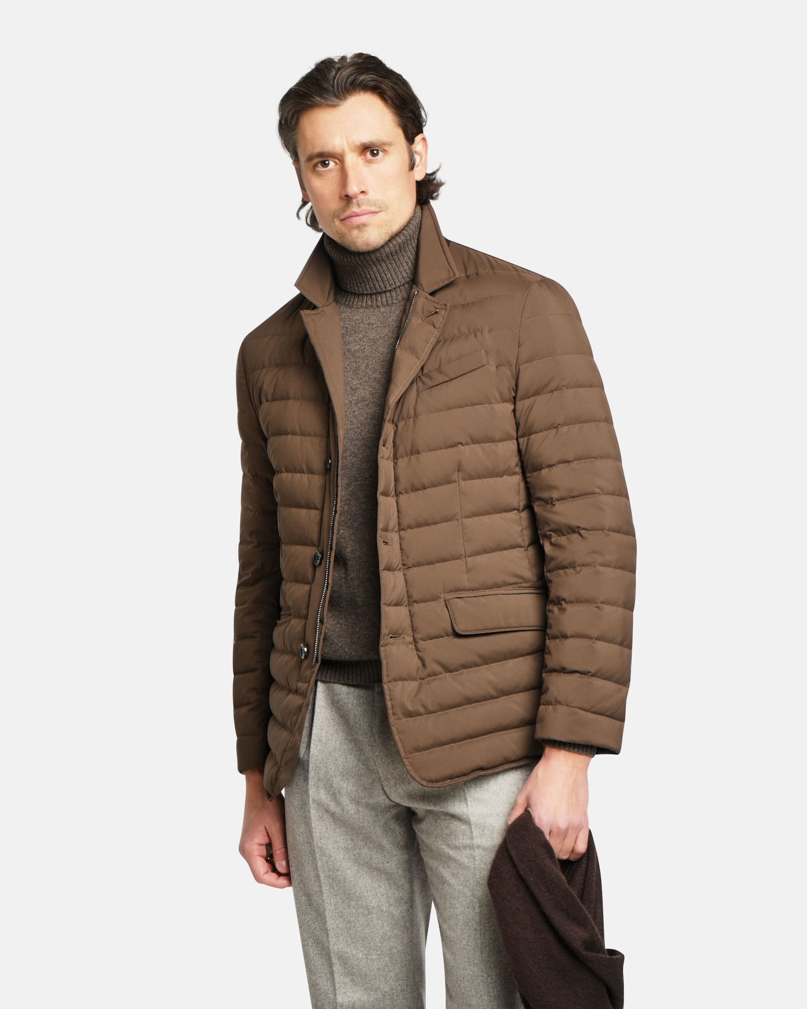 Sartorial Puffer Jacket Nylon Brown - Down Jackets - Cavour