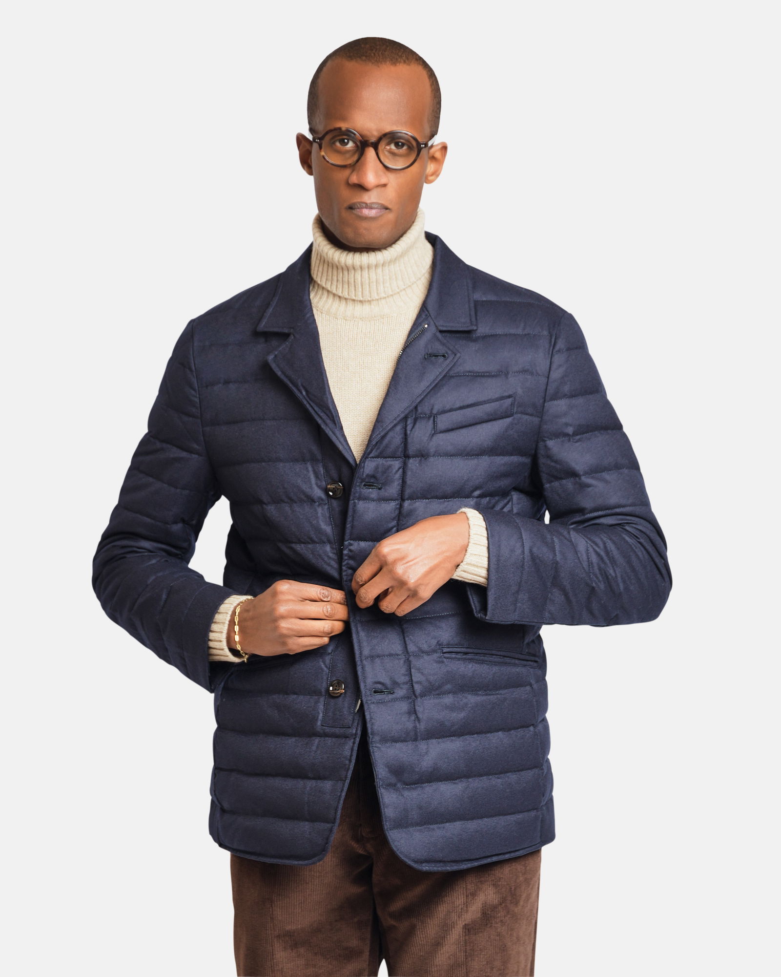 Sartorial Puffer Jacket Wool Navy - Down Jackets - Cavour