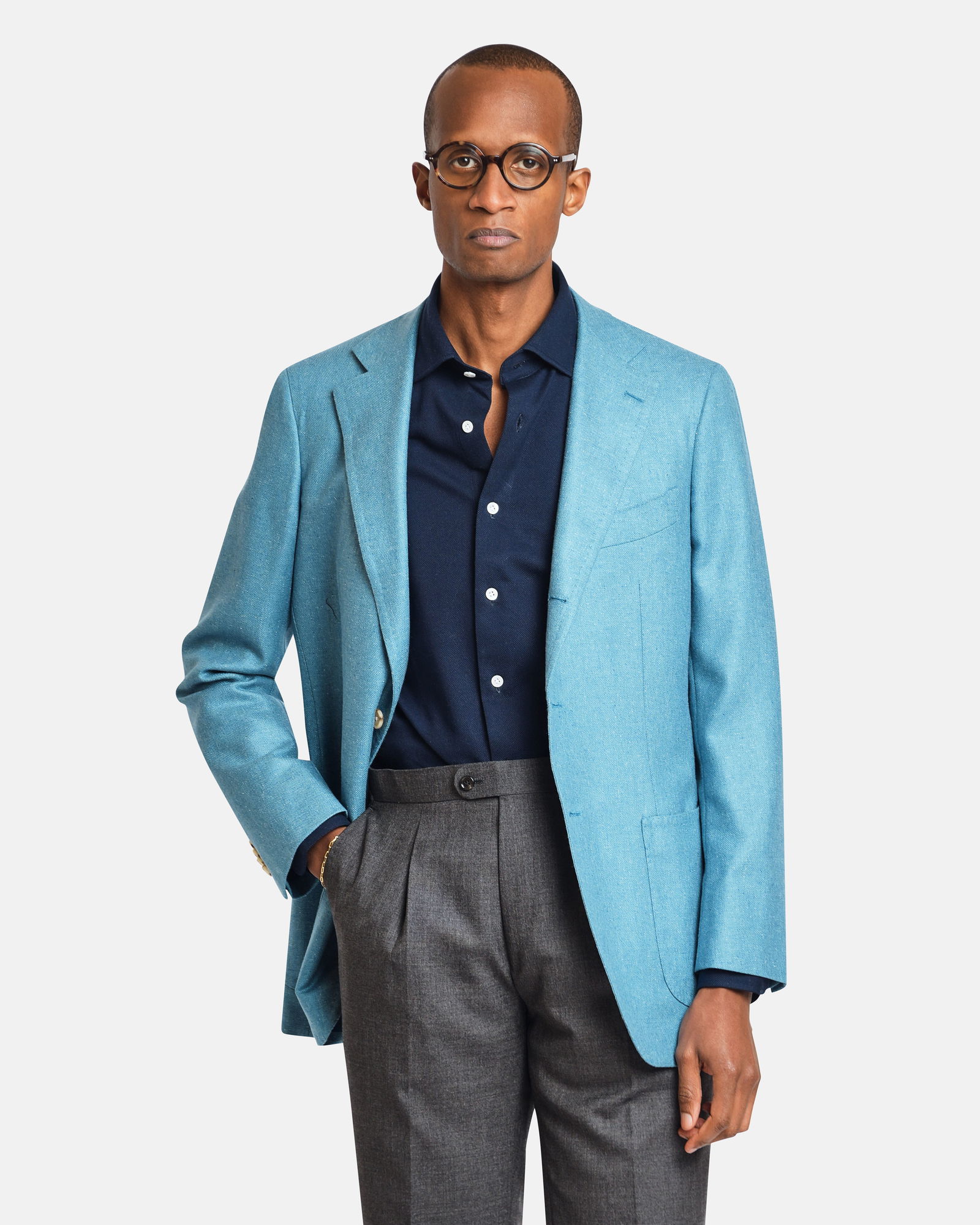 Mod 2 Luxury Wool Silk Jacket Acqua Blue - Blazers - Cavour