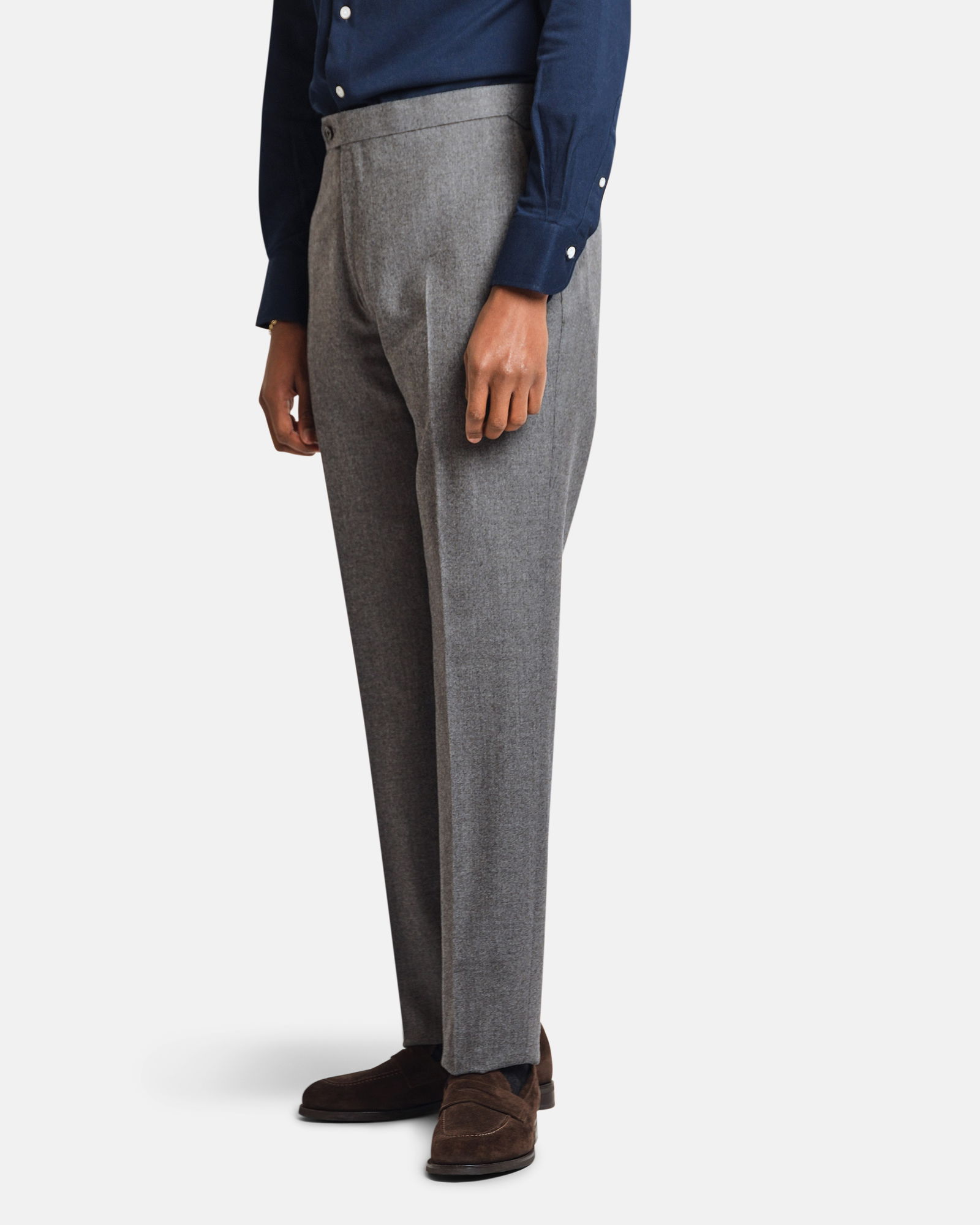 Mod 2 - Flat Front British Flannel Trouser Grey - Trousers - Cavour