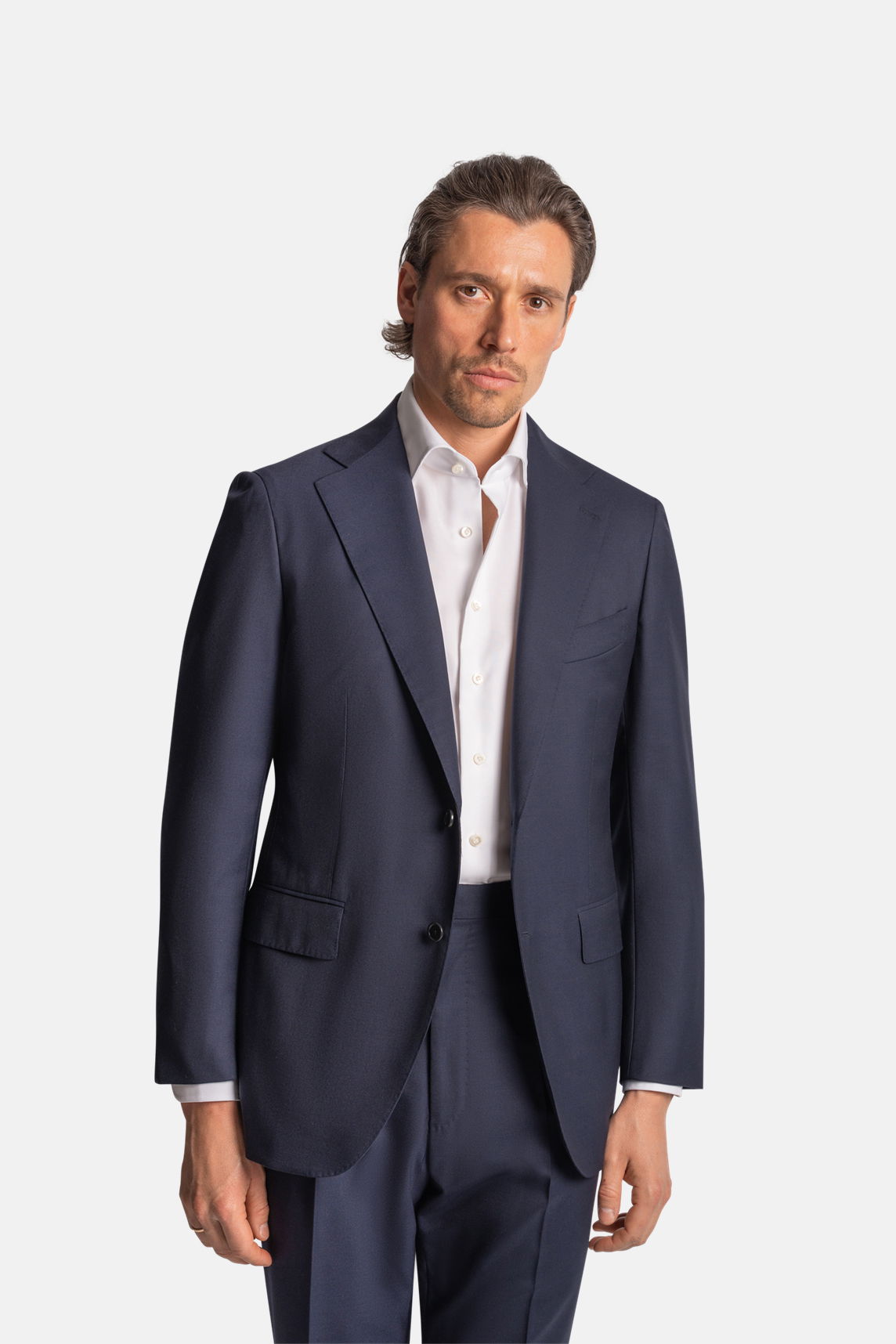 Mod 2 - Single Breasted Cavour Twill Jacket Navy - Blazers - Cavour