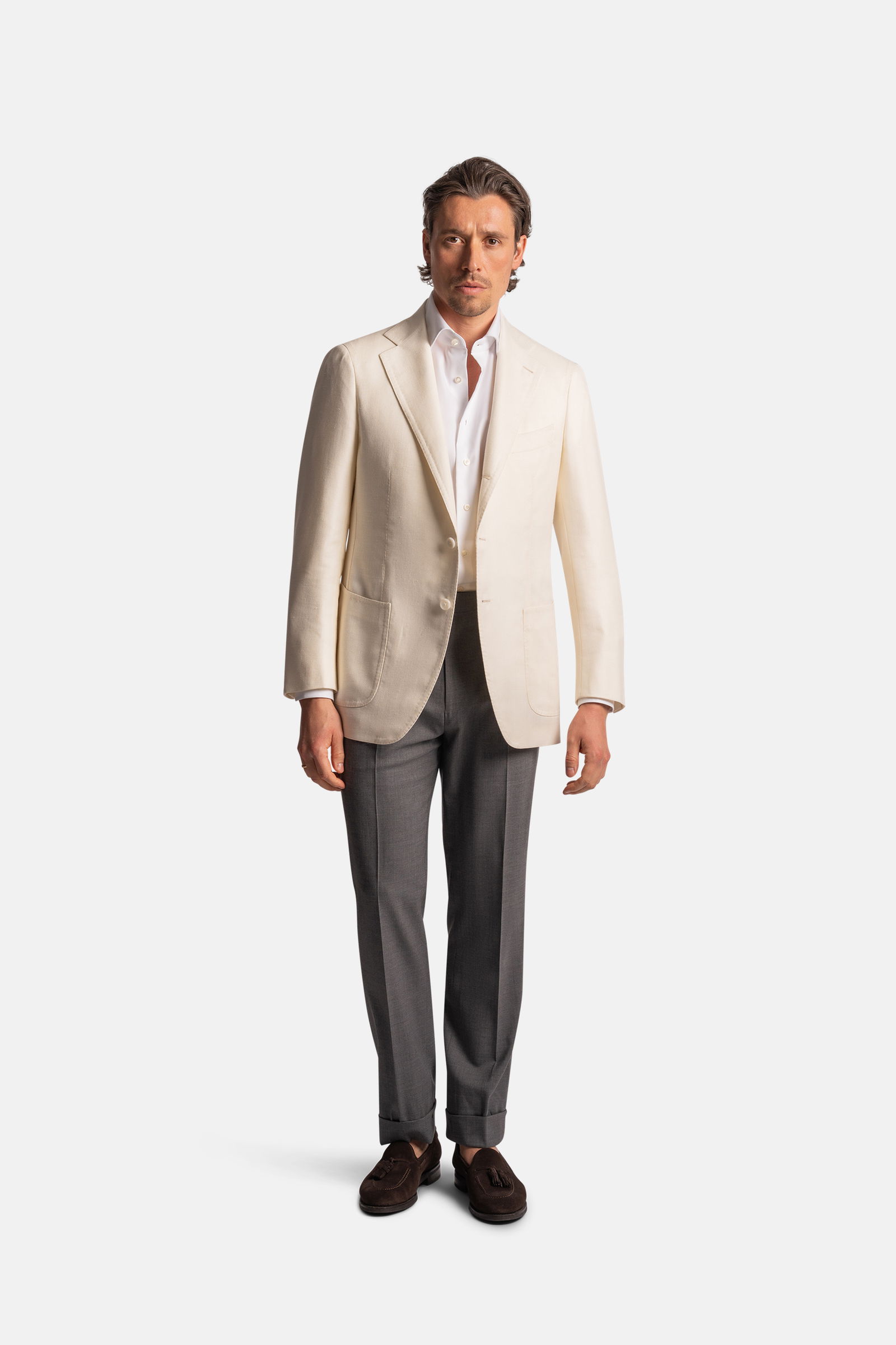 Mod 2 - Summer Herringbone Jacket White - Blazers - Cavour