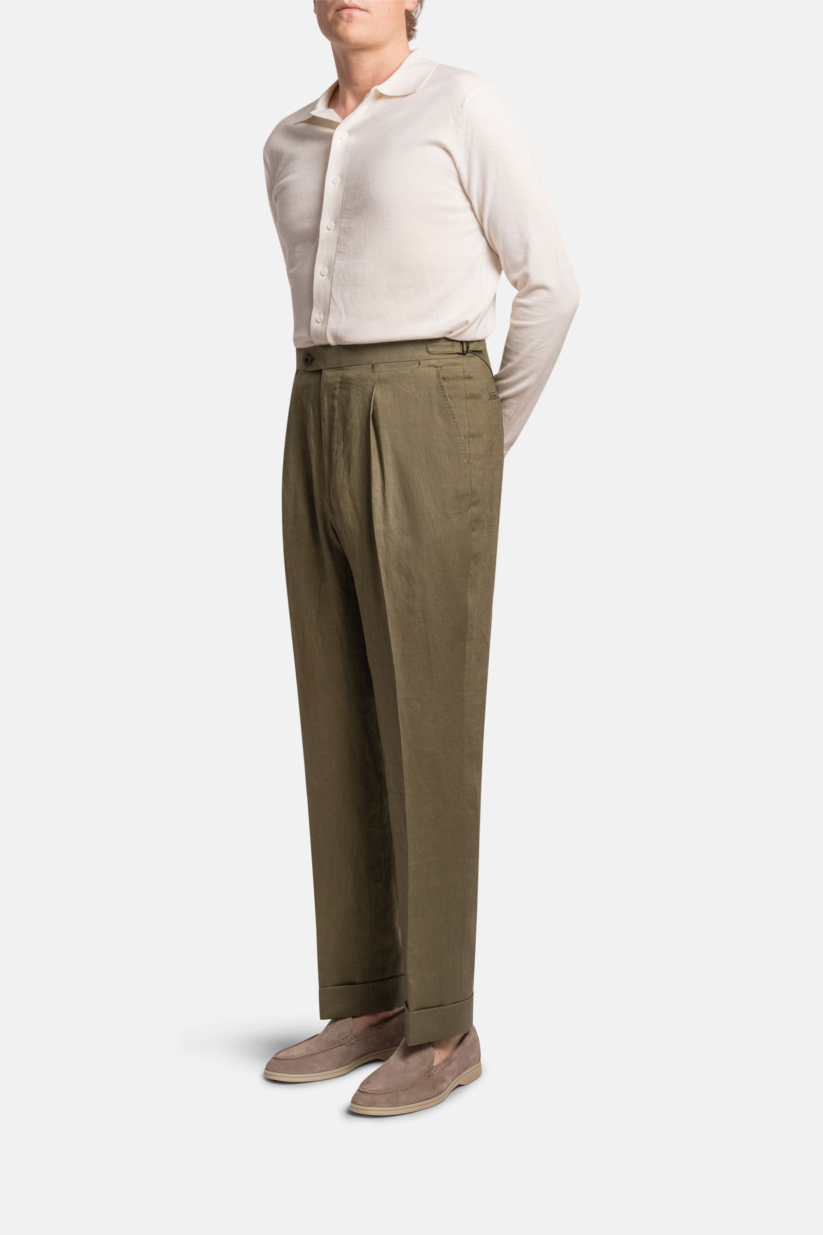 Mod 3 Linen Trouser Olive - Trousers - Cavour