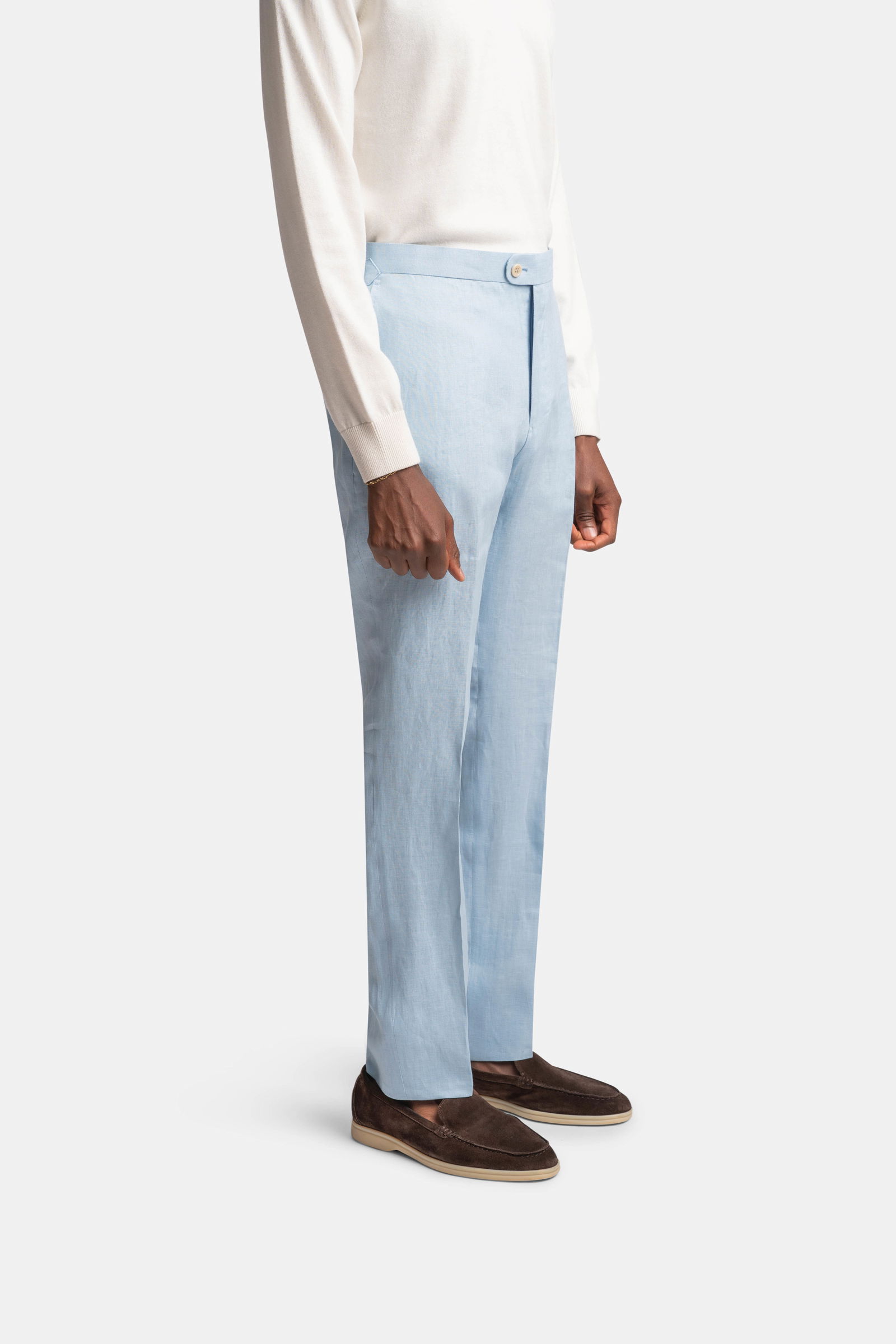 Flax Linen Trouser Light Blue - Trousers - Cavour