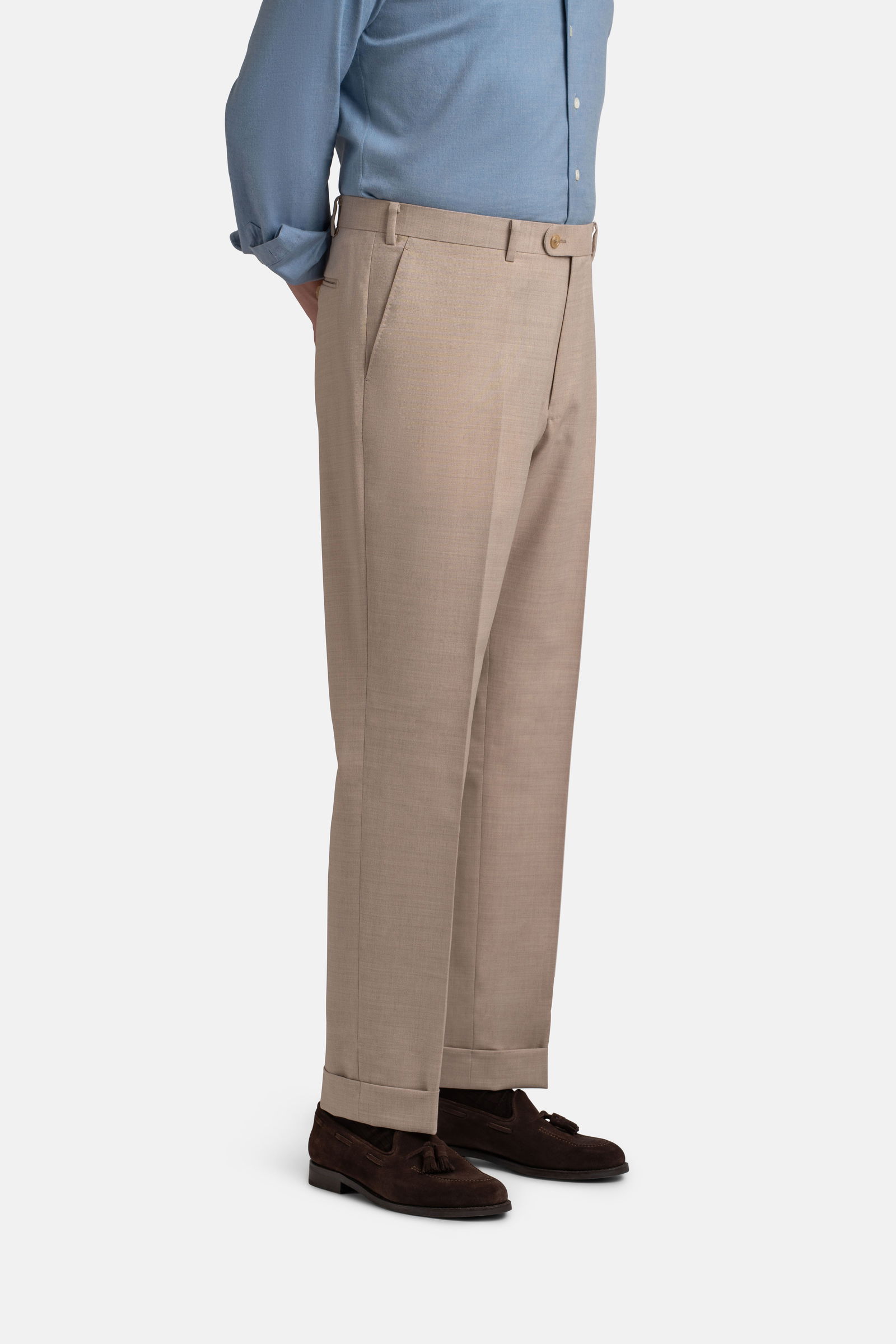 Mod 2 Regular Exclusive Hightwist Trouser Beige - Trousers - Cavour