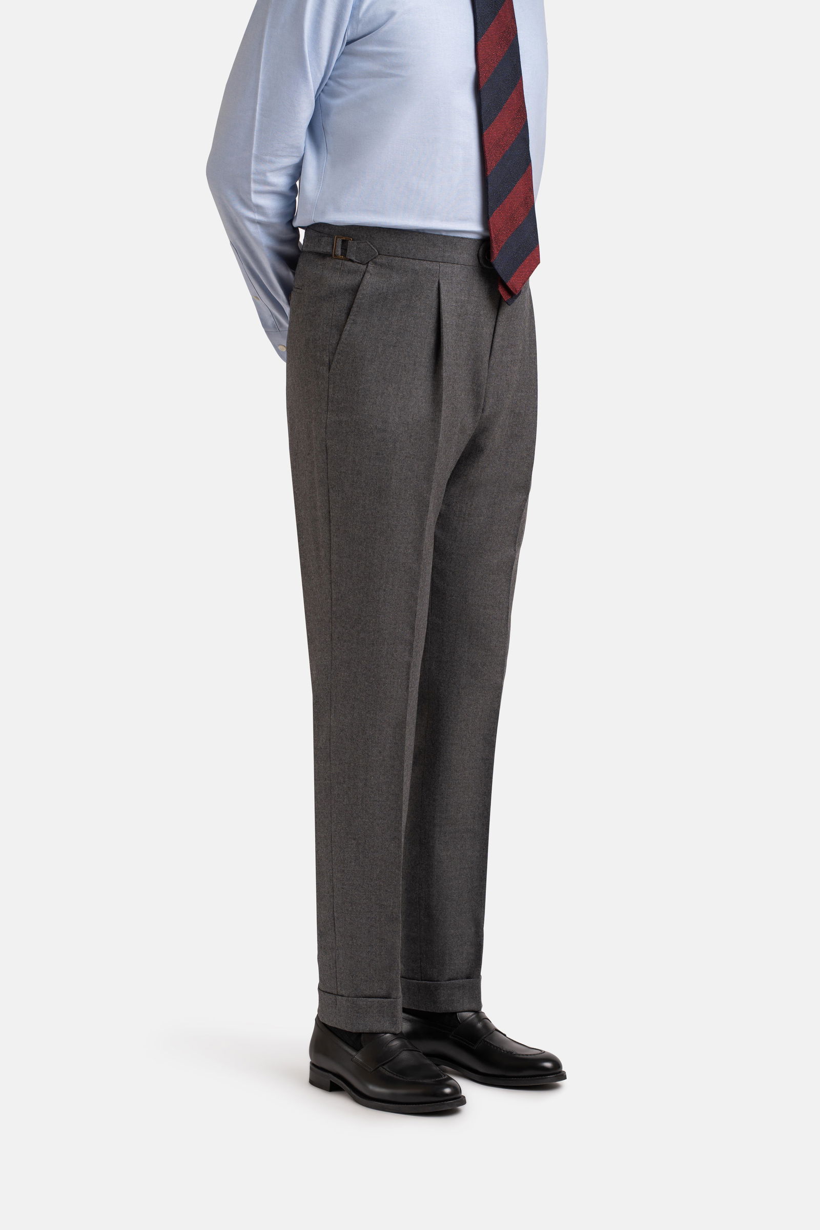 Mod 2 British Flannel Trouser Single Pleat Grey - Trousers - Cavour