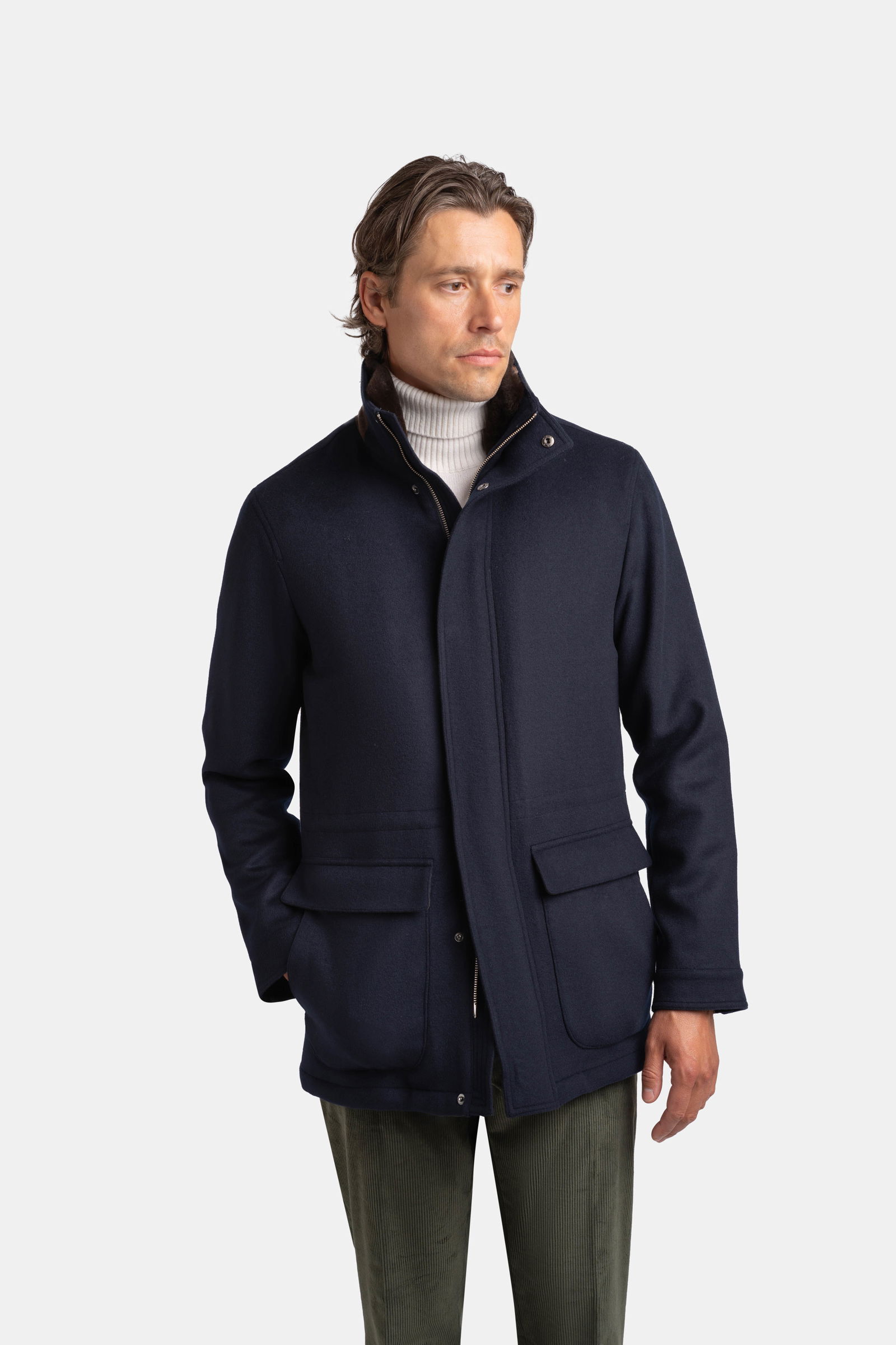 Winter Wool Car Coat Navy - Jackets - Cavour