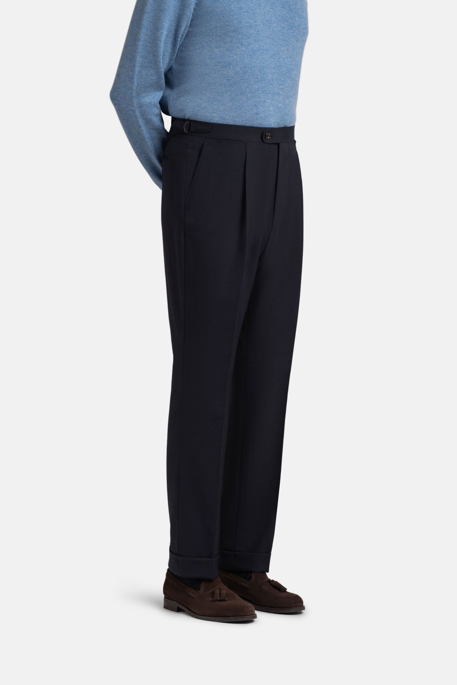 Mod 3 Cavour Twist Single Pleat Trouser Navy - Trousers - Cavour