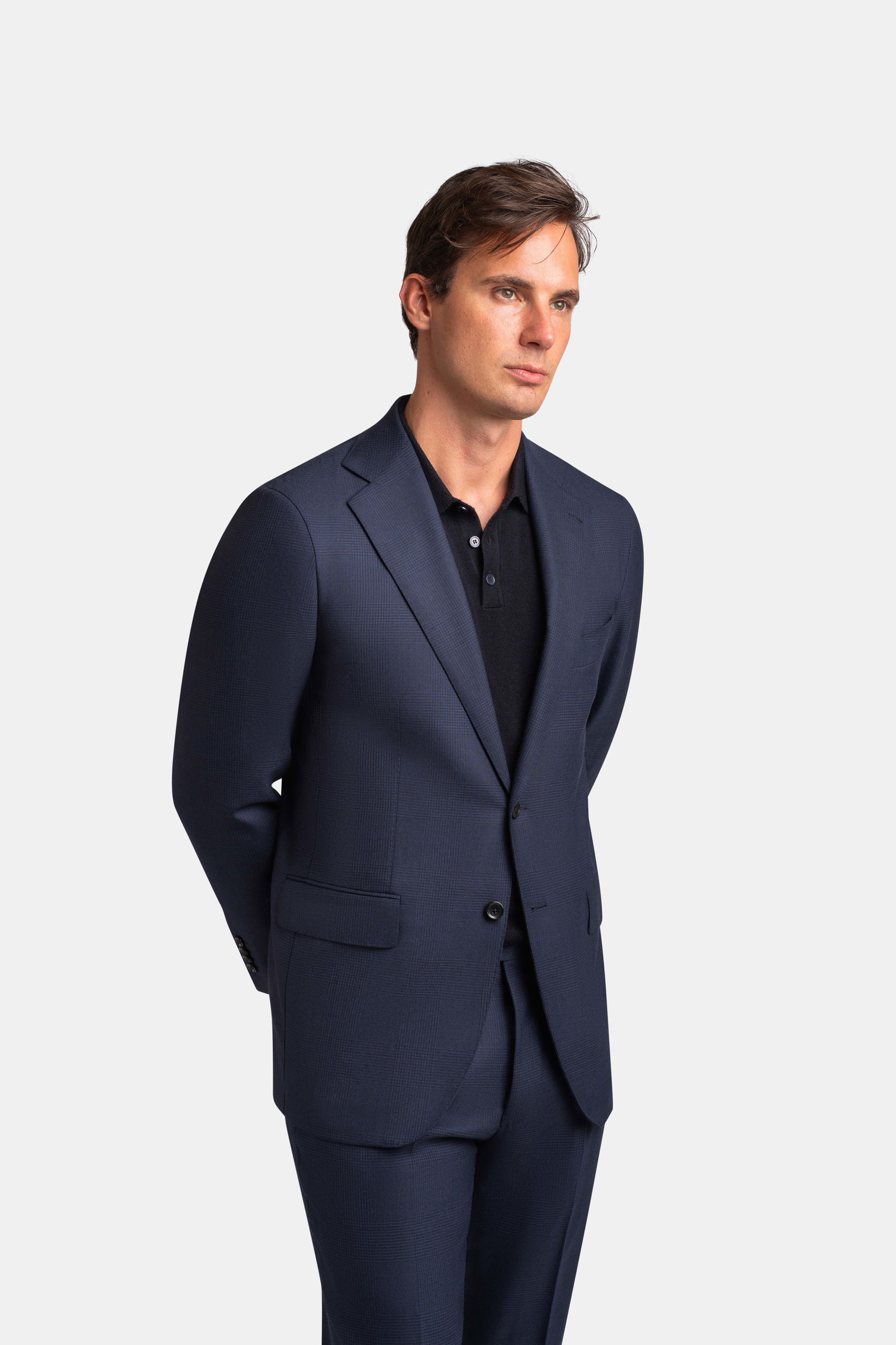 Mod 2 S110 Hightwist Glencheck Suit Navy - Suits - Cavour