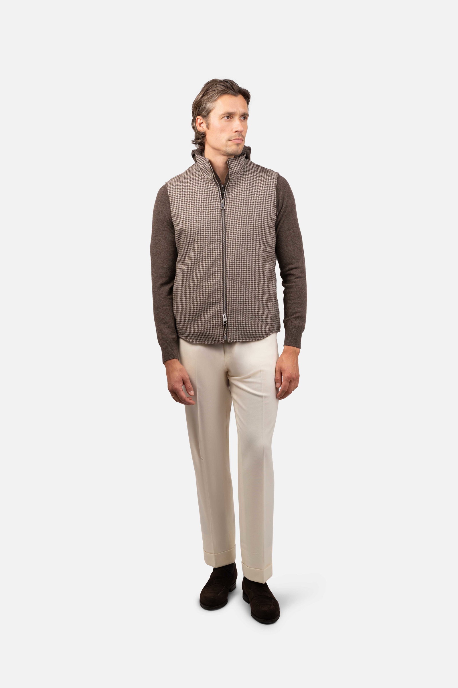 EBITDA Houndstooth Vest Brown - Vests - Cavour