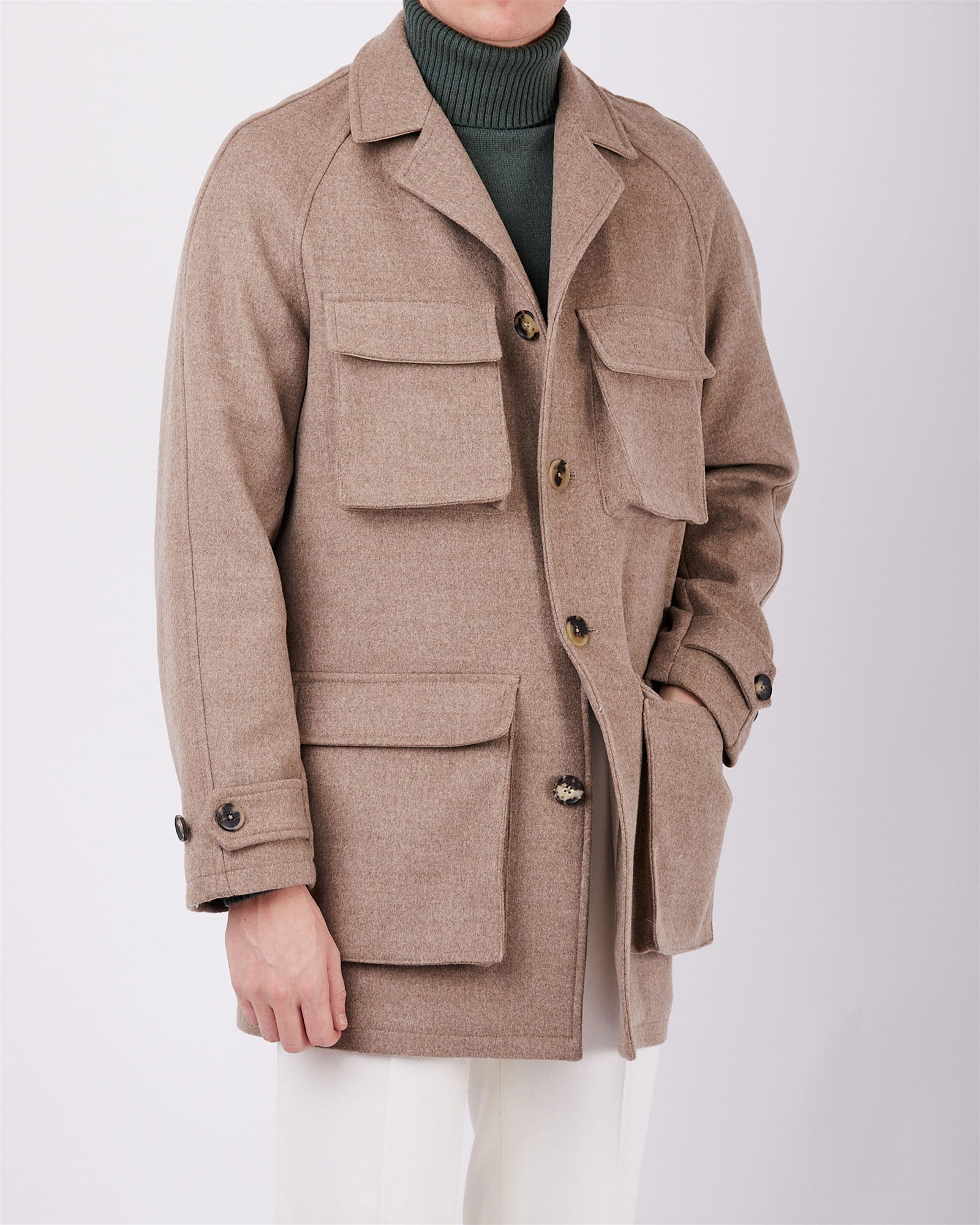 Raglan Field Coat Taupe - Down Jackets - Cavour